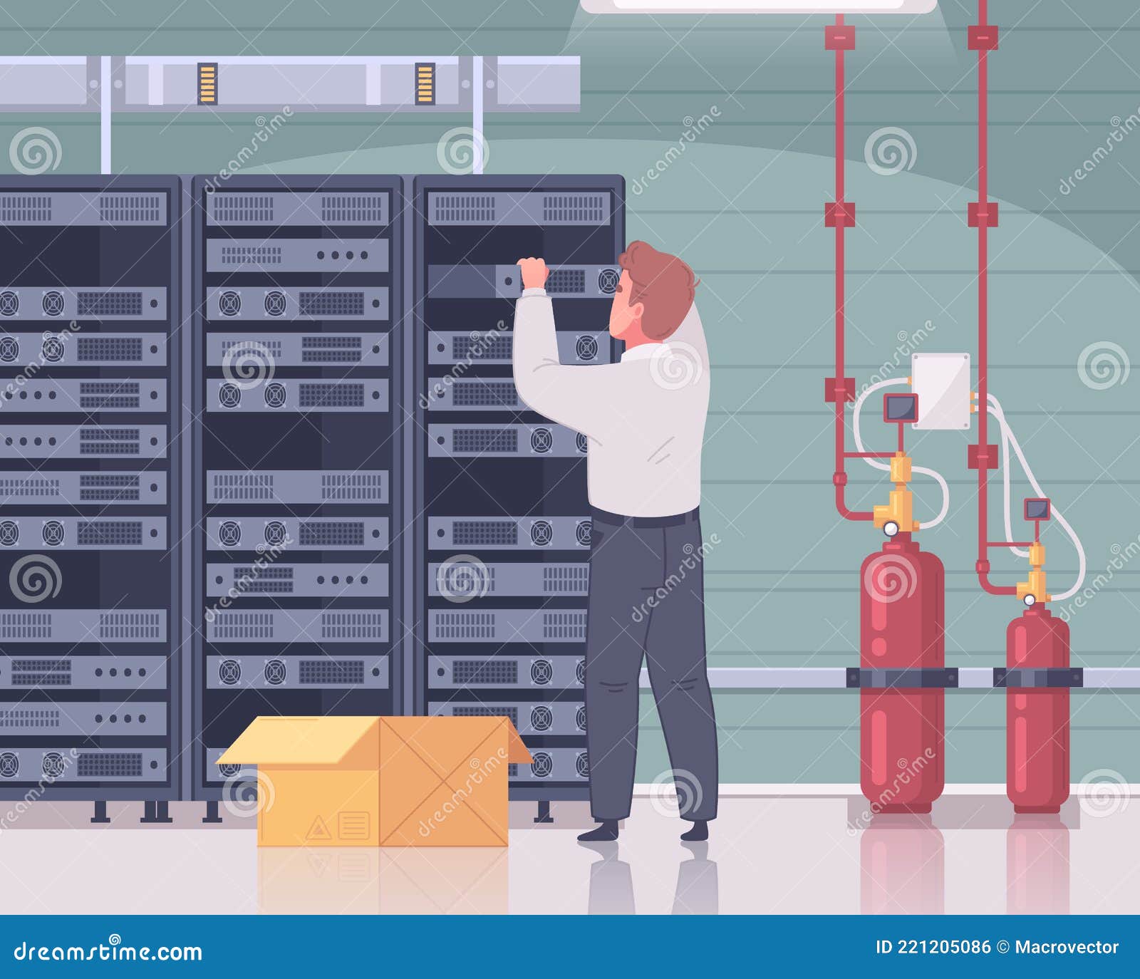 Data Center Cartoon Composition Stock Vector - Illustration of support ...