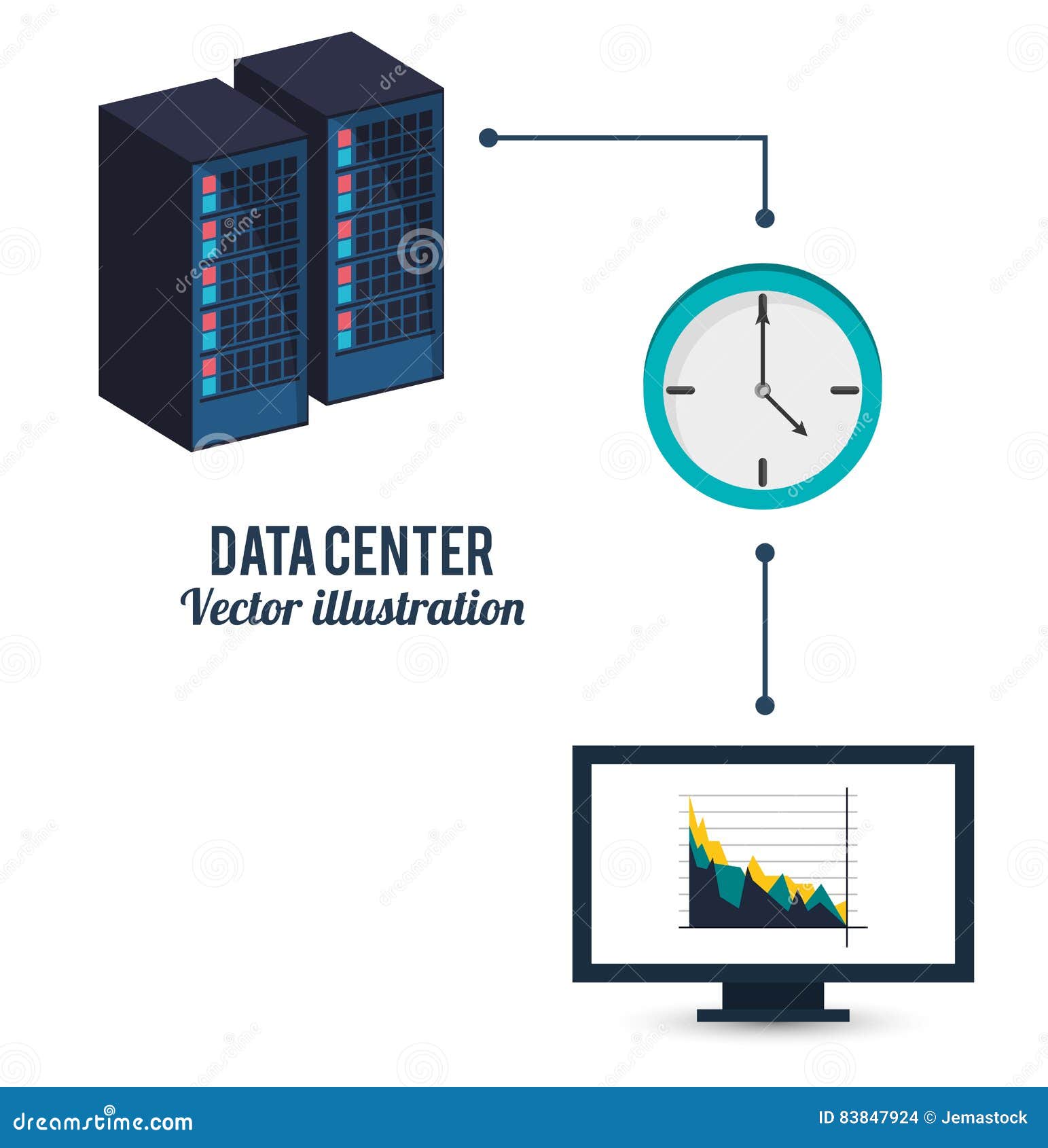 Data Center Clock Computer Information Transfer Stock Vector ...