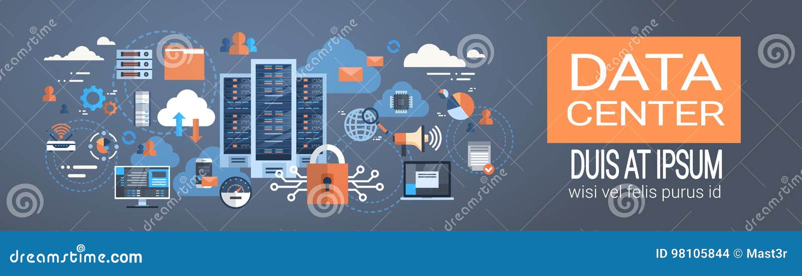 Data Center Cloud Computer Connection Hosting Server Database Synchronize Technology Stock