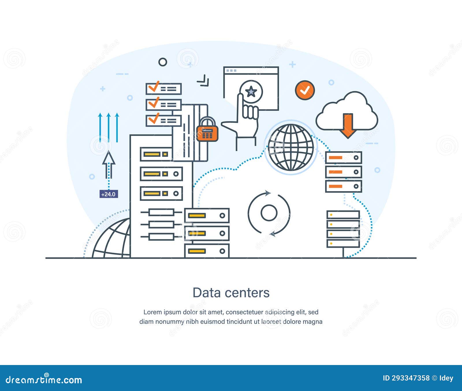 Data Center, Cloud Storage, Database Digital Information Computer Technology Stock Illustration ...
