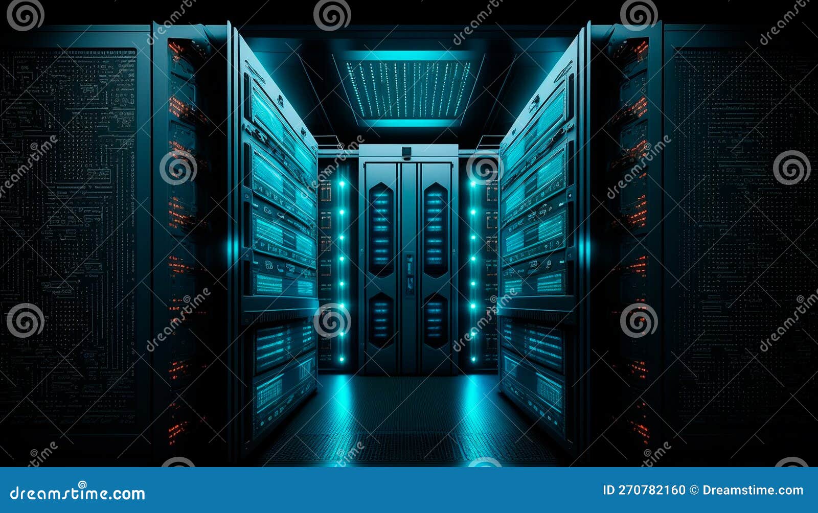 Data Center Computer Racks in Network Security Server Room ...