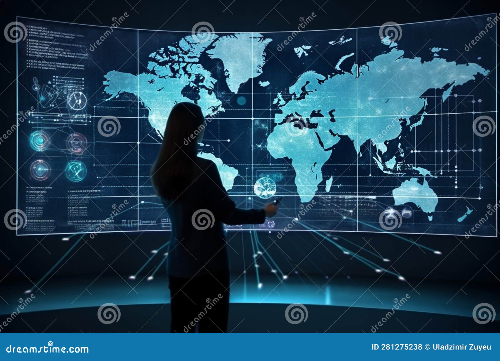 Data Center and Computer Servers with Information Background ...