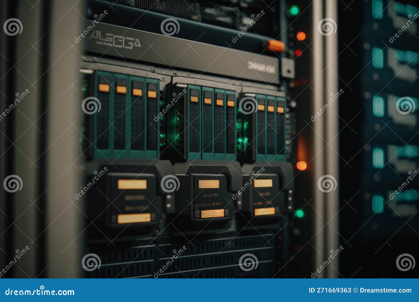 Data Center Computers Large Facility with Servers Storage. Illustration ...