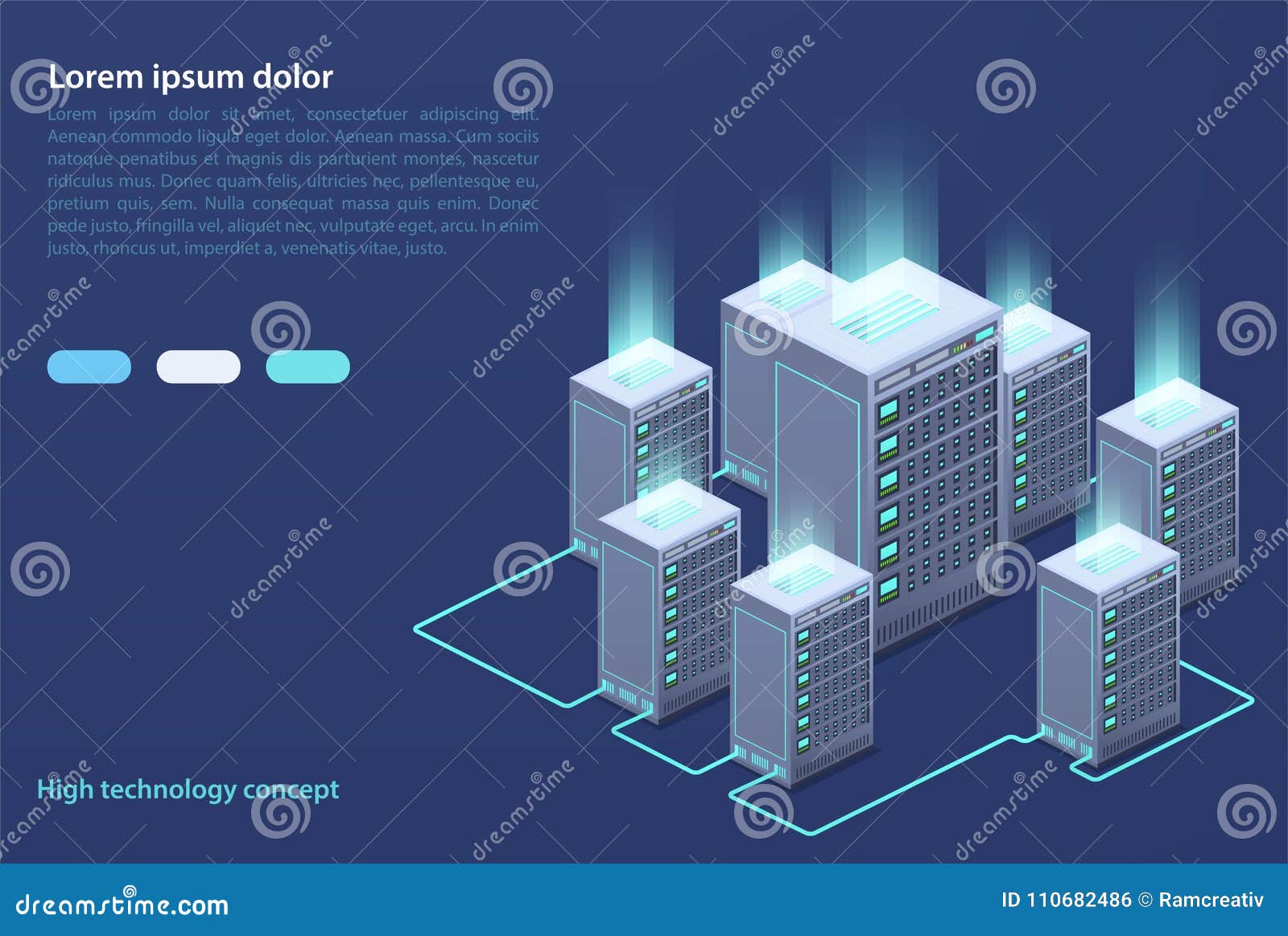 Data Center. Concept of Cloud Storage, Data Transfer Stock Vector ...