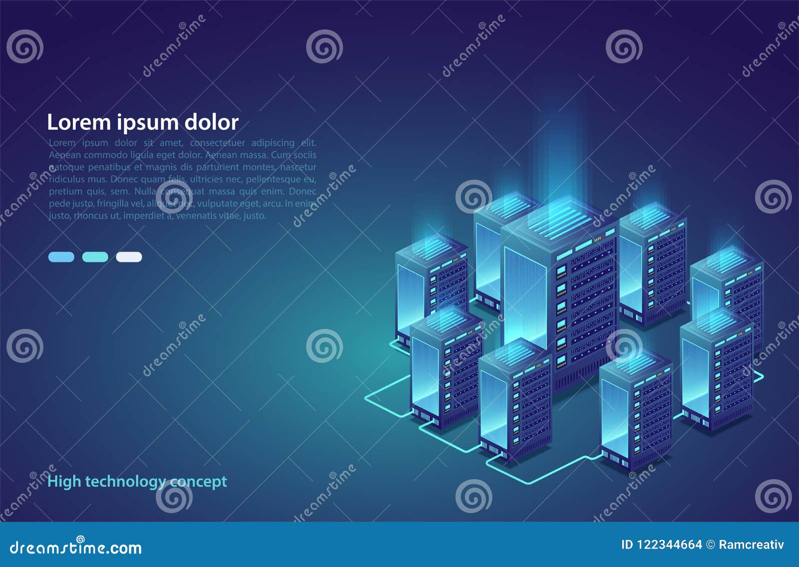 Data Center. Concept of Cloud Storage, Data Transfer. Data Transmission ...