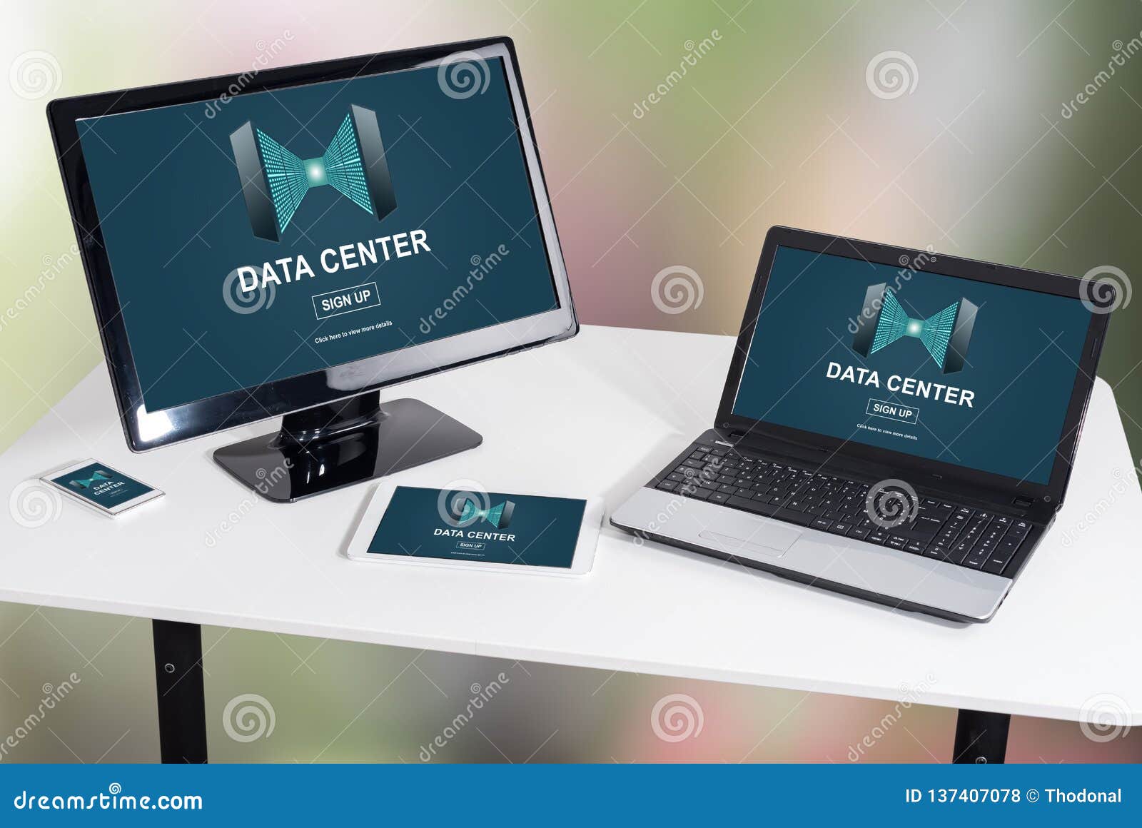 Data Center Concept on Different Devices Stock Photo - Image of digital ...