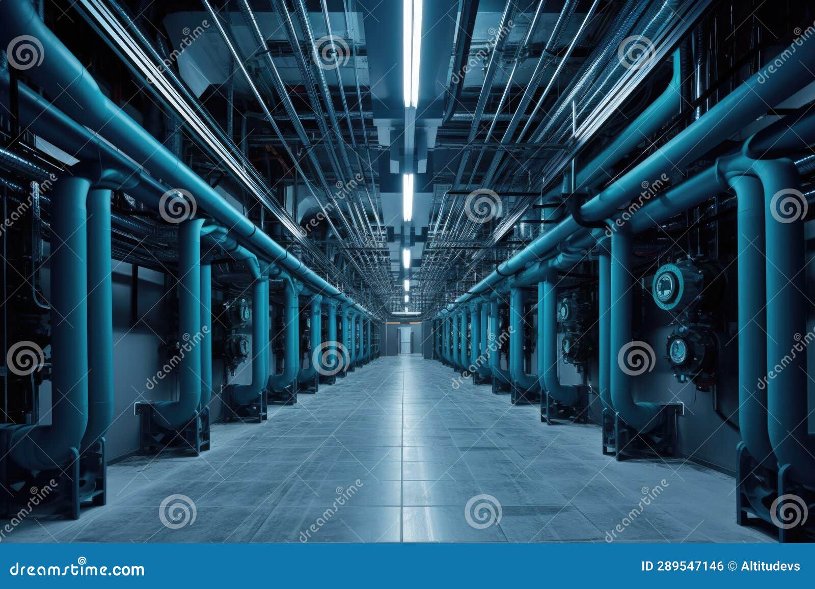 Data Center Cooling System with Pipes and Vents Stock Photo - Image of ...