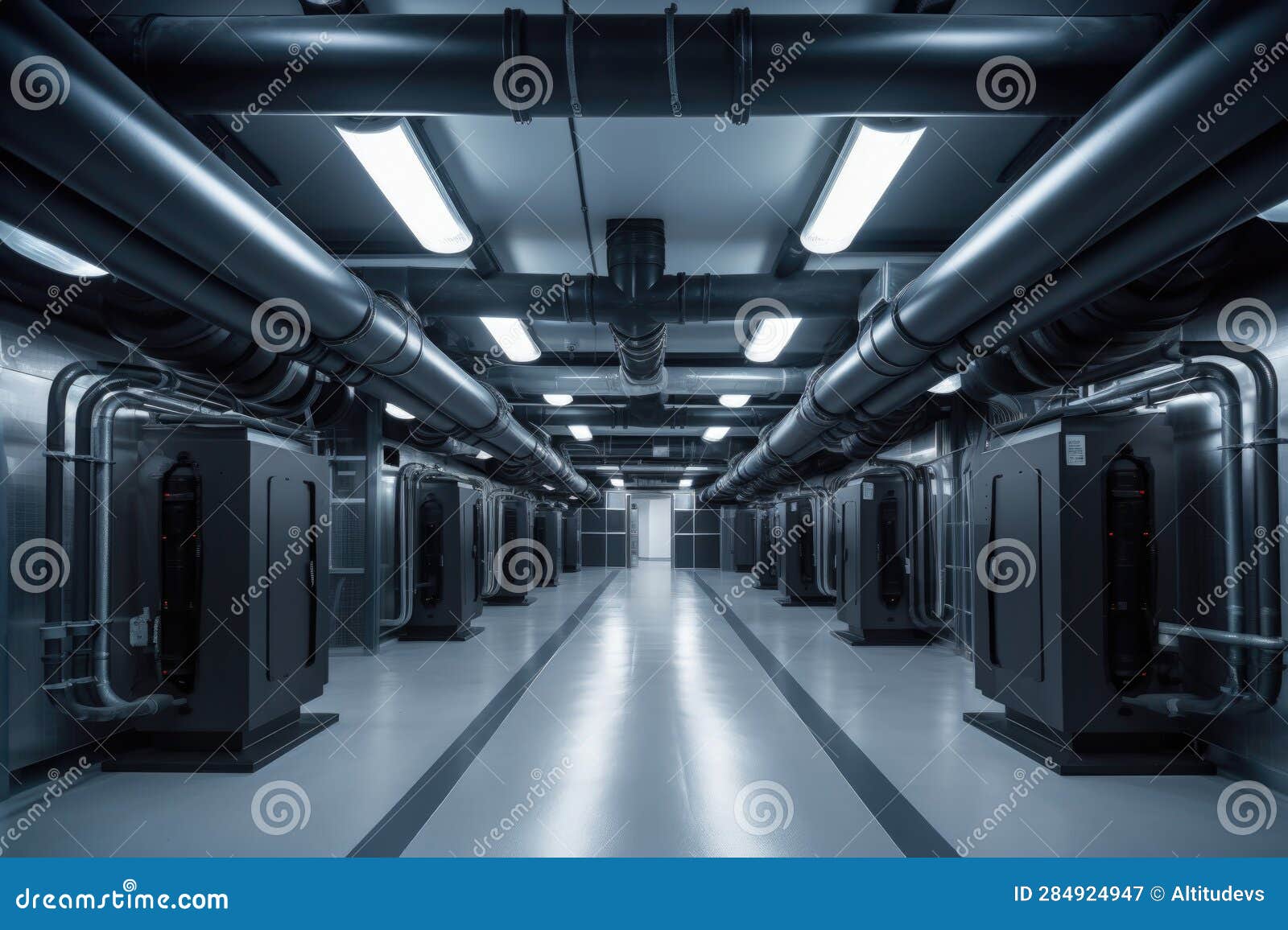 Data Center Cooling System with Pipes and Vents Stock Illustration ...