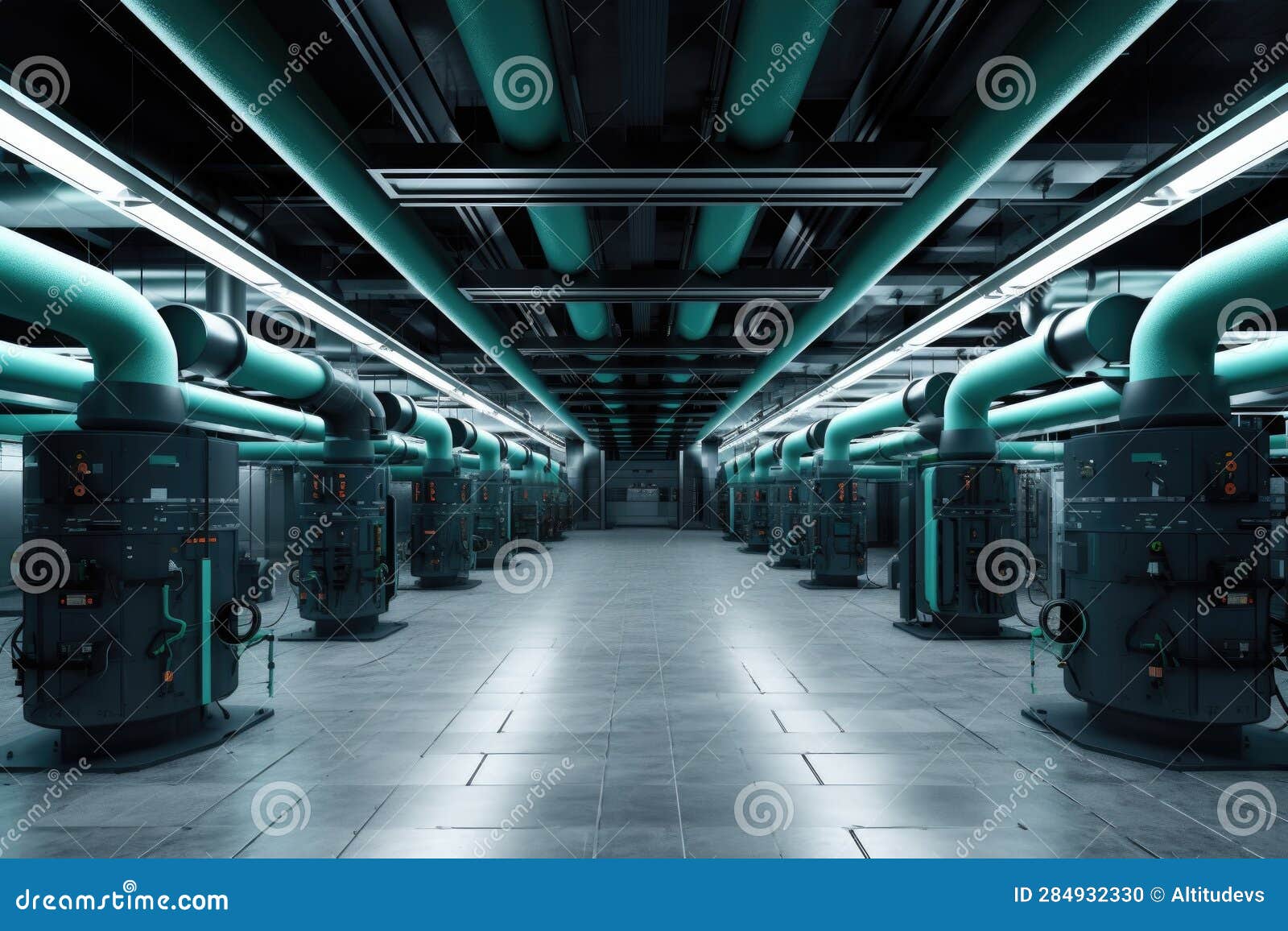 Data Center Cooling System with Pipes and Vents Stock Illustration ...