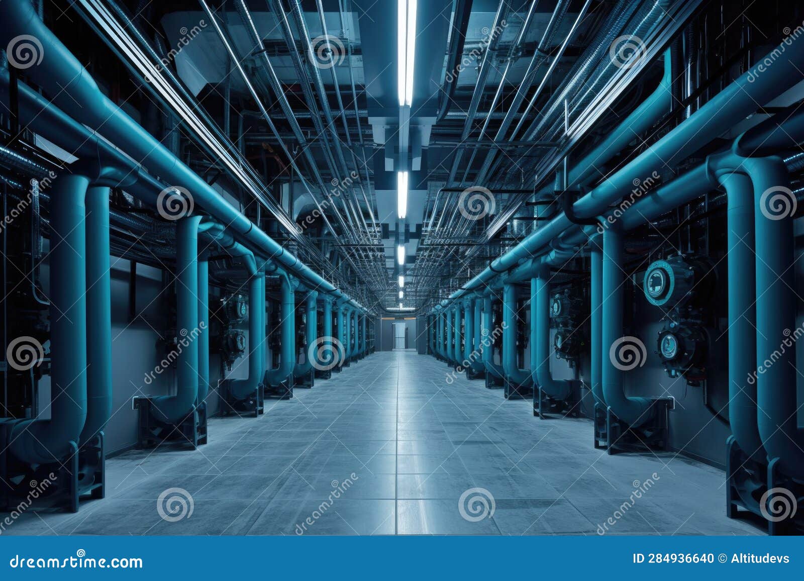 Data Center Cooling System with Pipes and Vents Stock Illustration ...