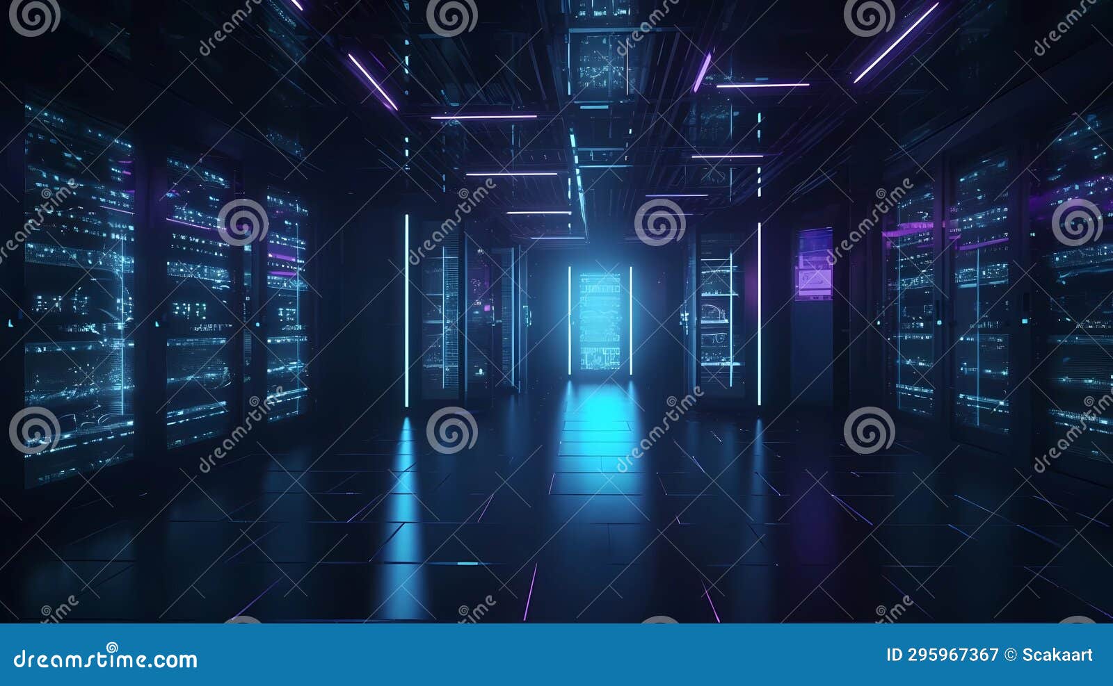 Data Center Corridor: Servers and Supercomputers Racks Stock ...