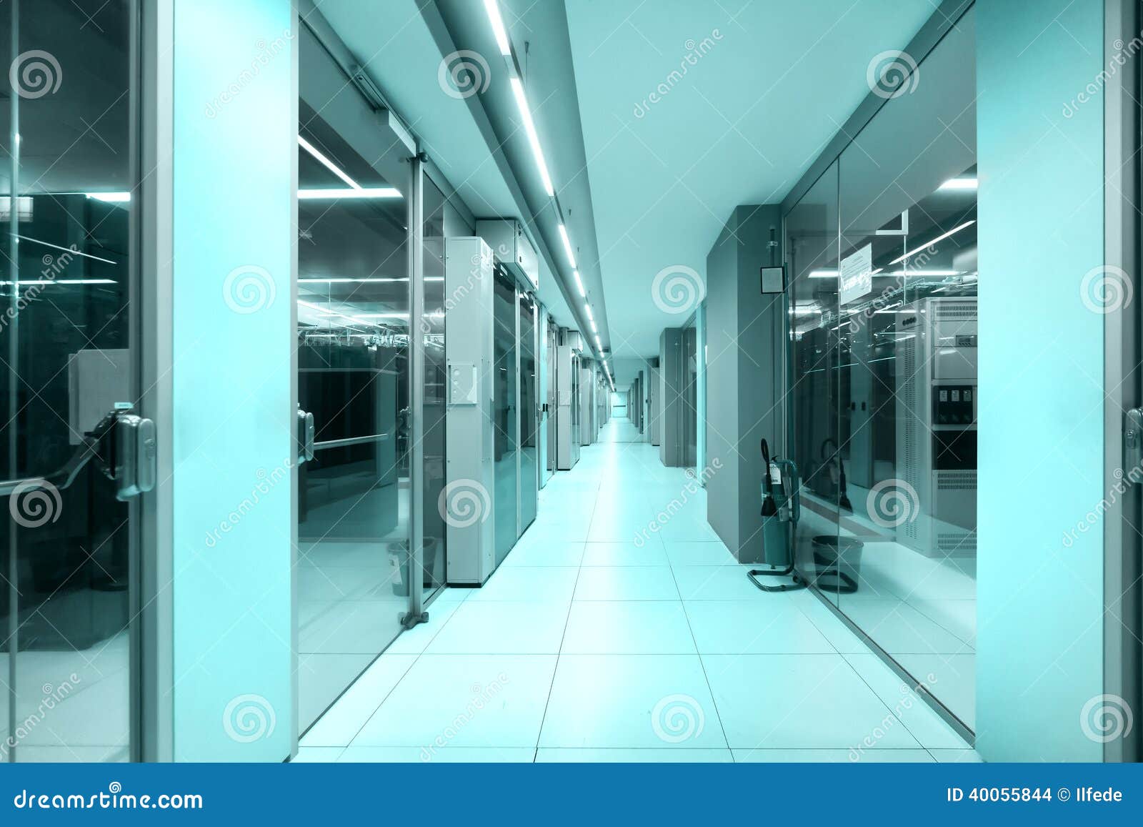 Data Center Corridor, Technology Concept Stock Photo - Image of blue ...
