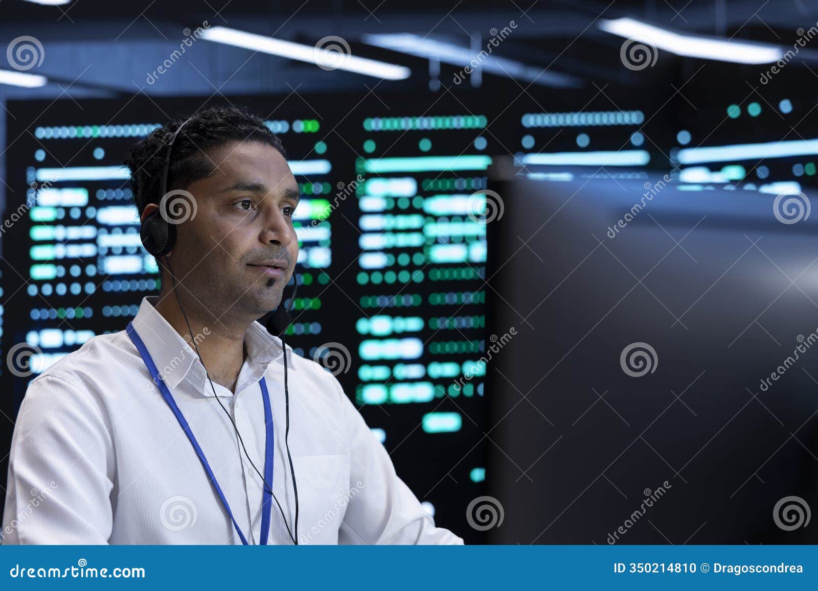 Data Center Developer Uses Computer To Troubleshoot Hardware and Software Errors Stock Photo ...