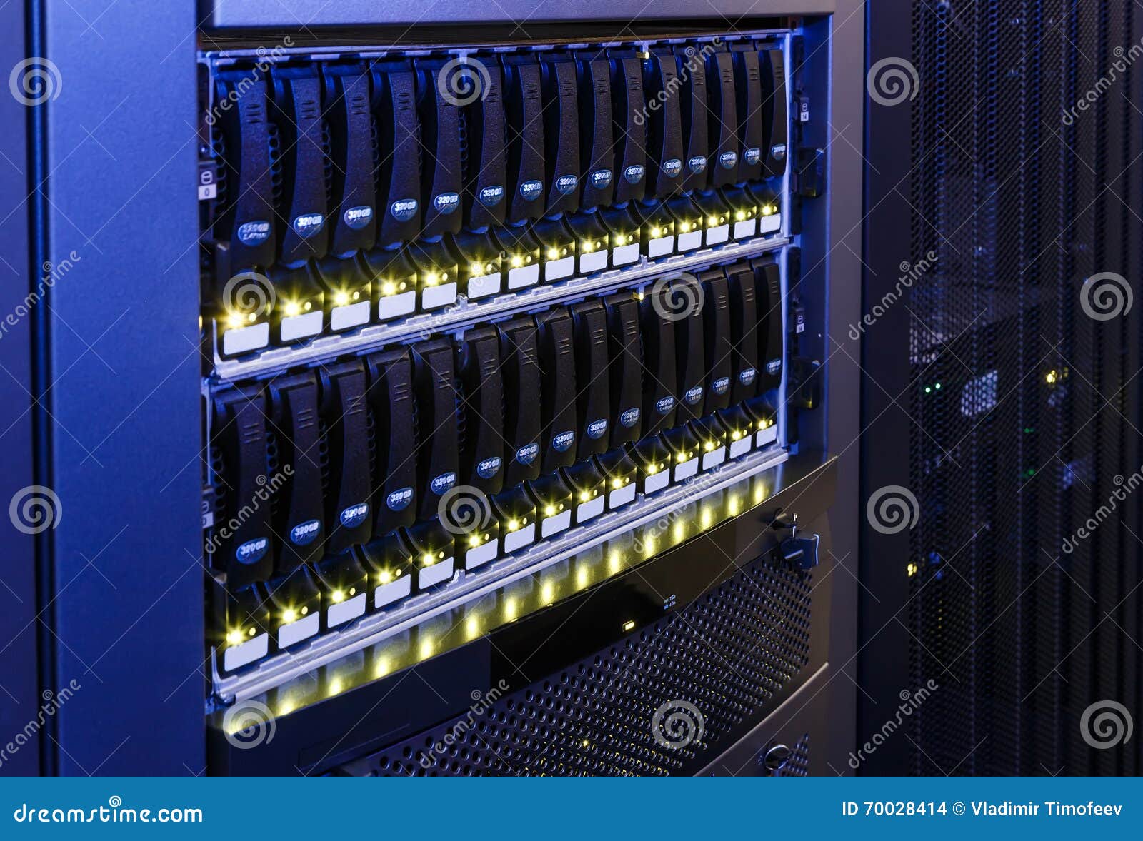Data Center Disk Storage Perspective Closeup Stock Photo - Image of ...