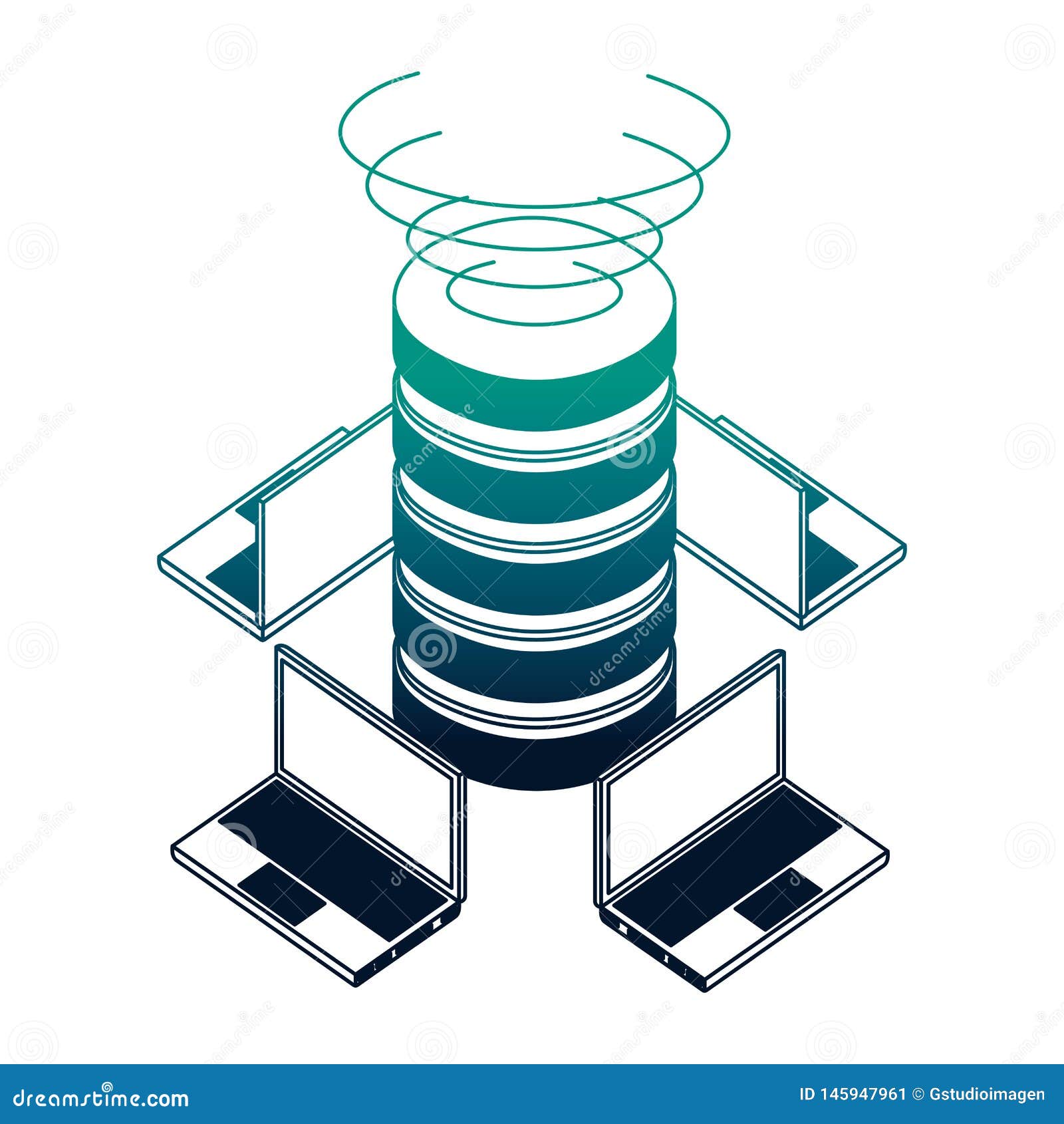 Data Center Disks with Laptops Computers Isometric Icon Stock Illustration - Illustration of ...