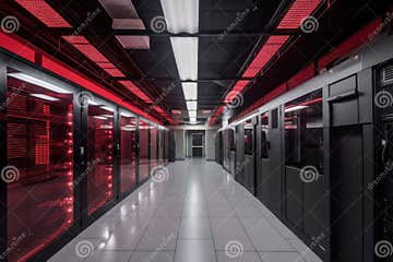 Data Center with Emergency Lights, Generators, and Fire Suppression ...