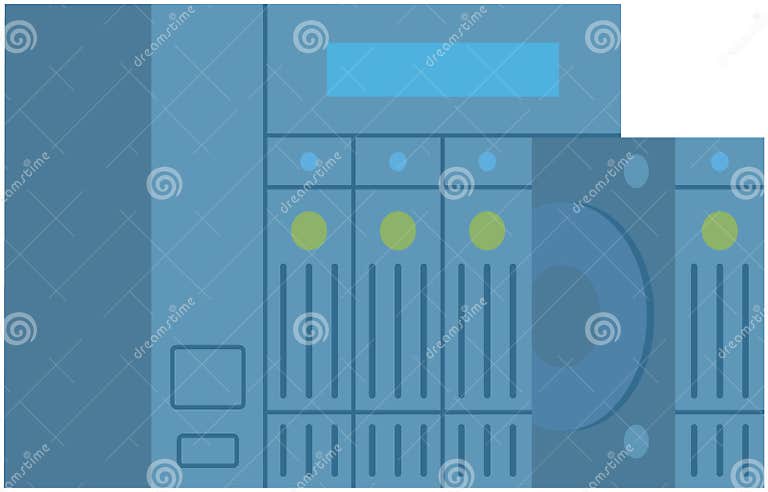 Data Center Equipment with Server Rack on White Background, Digital ...