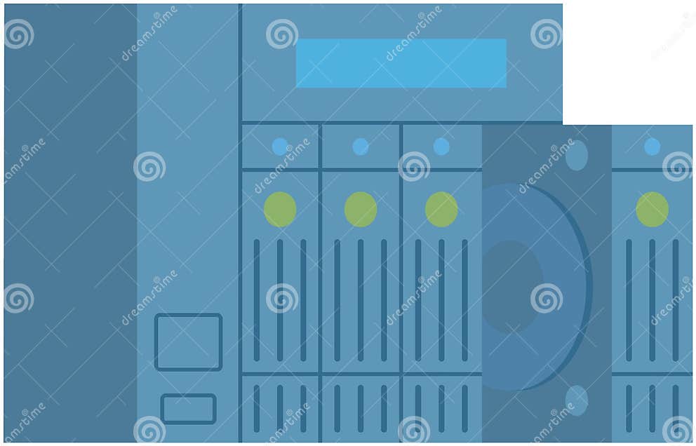 Data Center Equipment with Server Rack on White Background, Digital ...