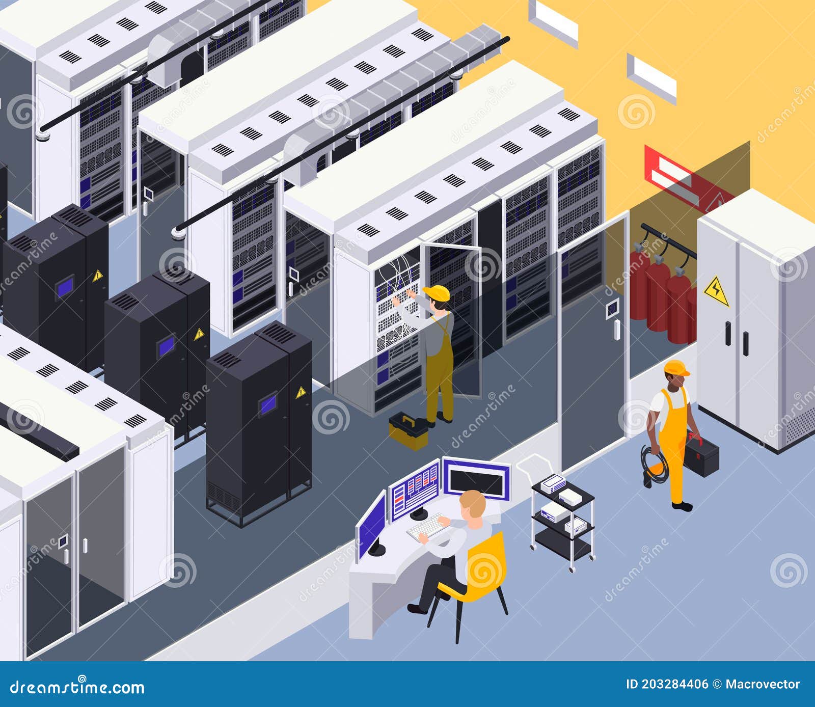 Data Center Isometric Composition Stock Vector - Illustration of ...