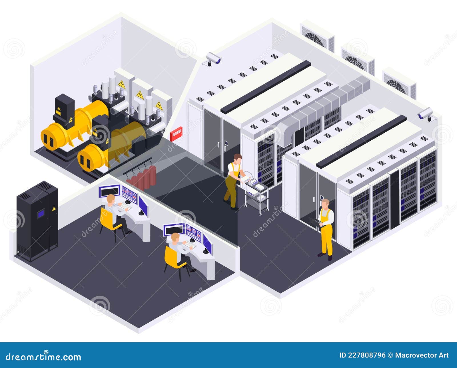 Data Center Isometric View stock vector. Illustration of building ...