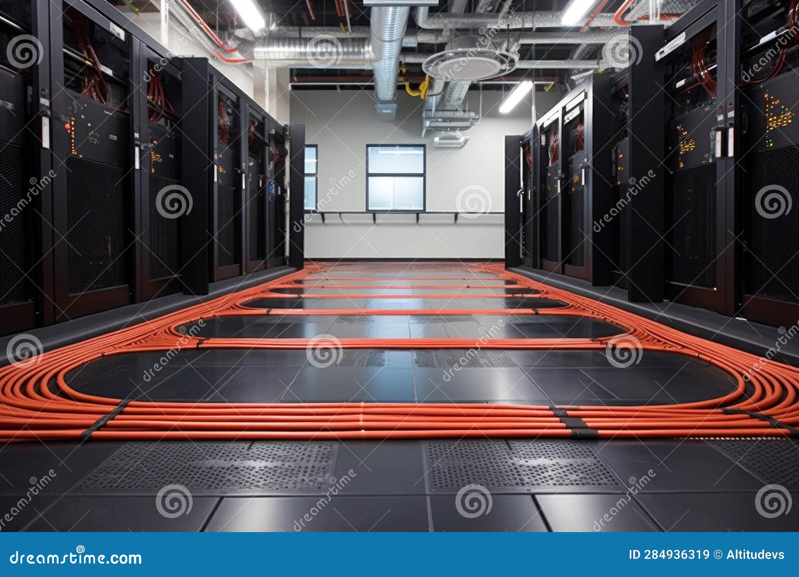 Data Center Floor with Cable Management System Stock Illustration ...