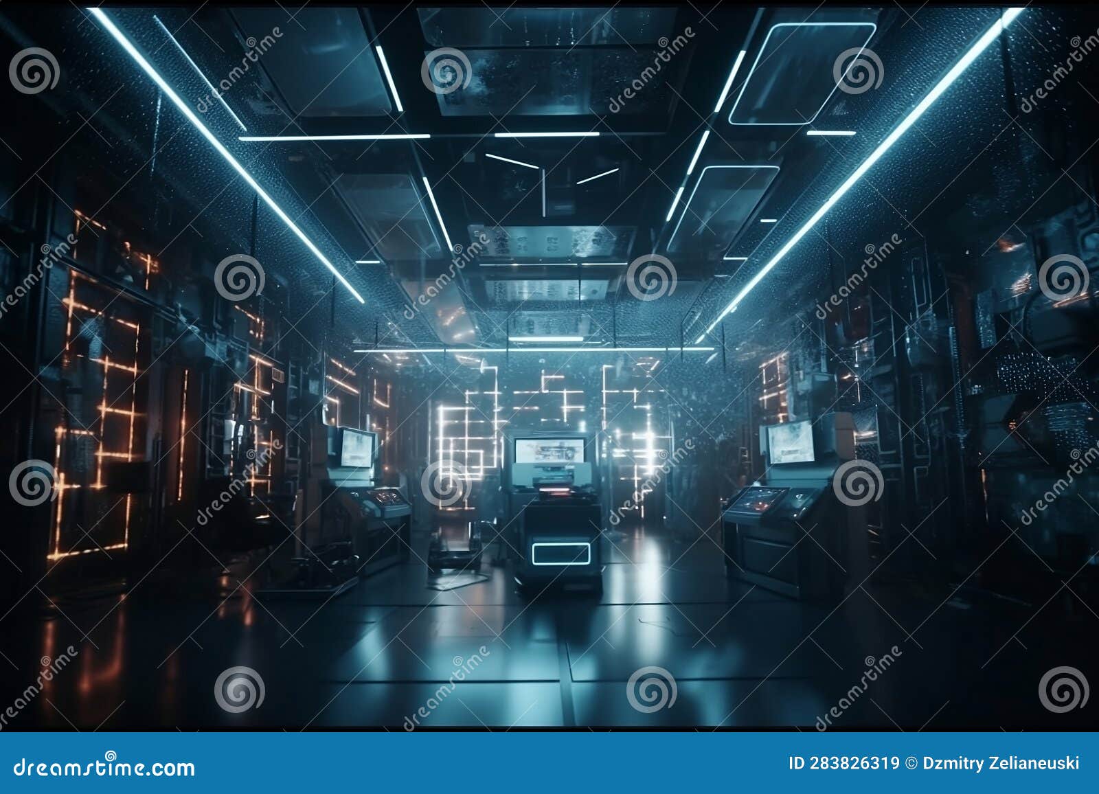 Data Center of the Future with Monitors. Generative AI. Stock ...