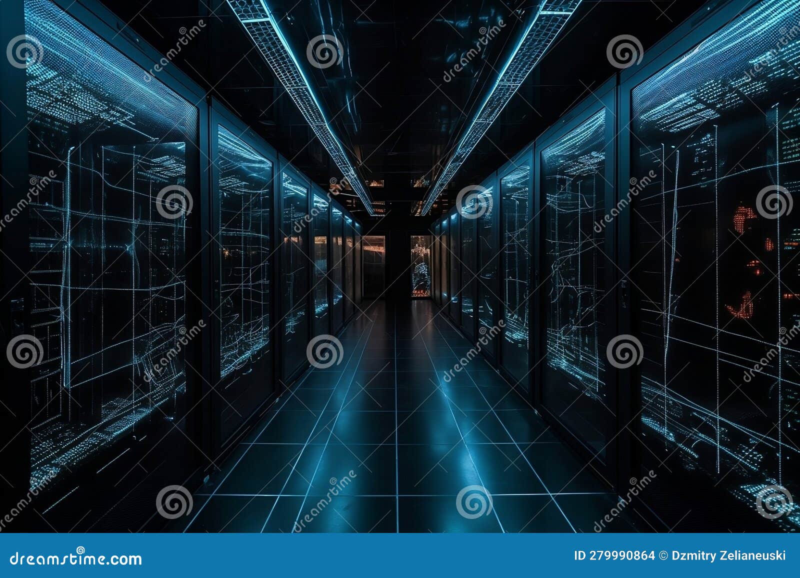 Data Center in a Center. Generative AI. Stock Illustration ...