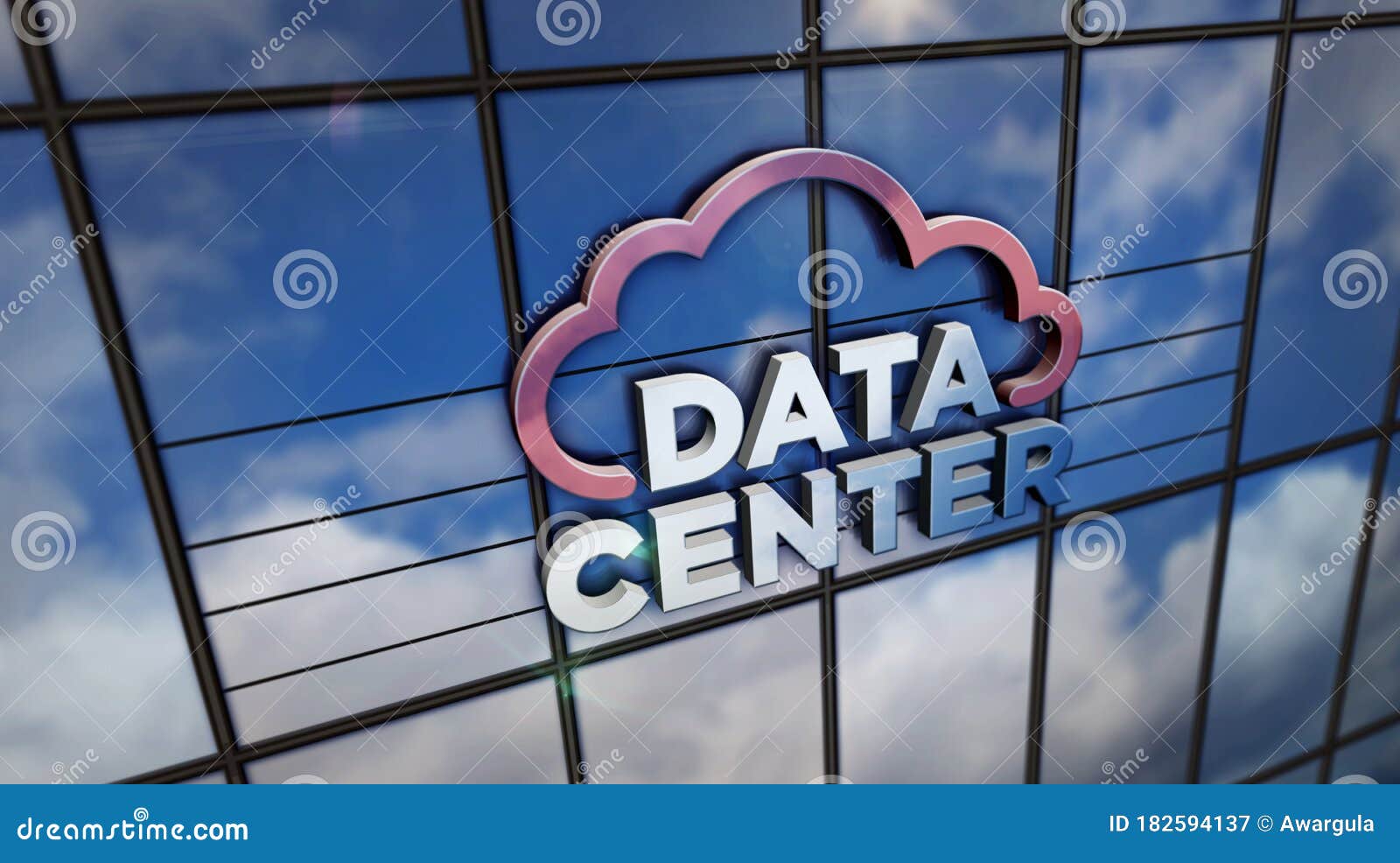 Data Center Glass Skyscraper with Mirrored Sky Stock Illustration ...
