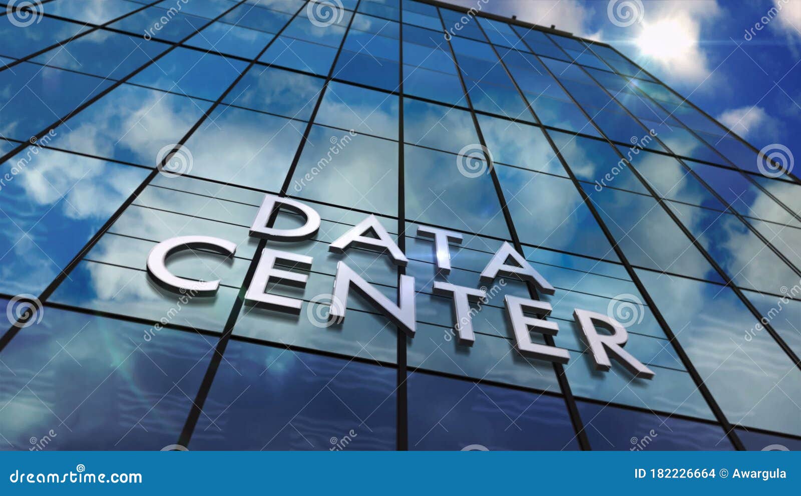 Data Center Glass Skyscraper with Mirrored Sky Loop Animation Stock ...
