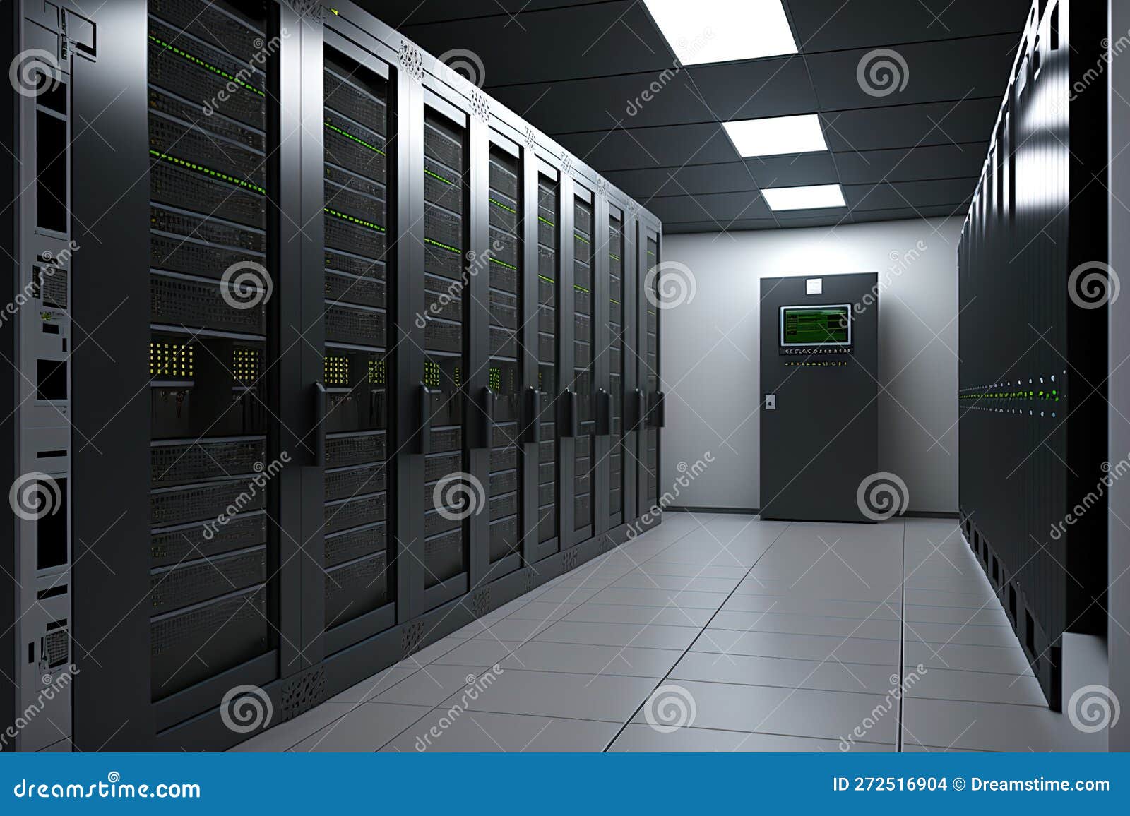 The Data Center Has a Room with Rows of Server Hardware Stock Illustration - Illustration of ...