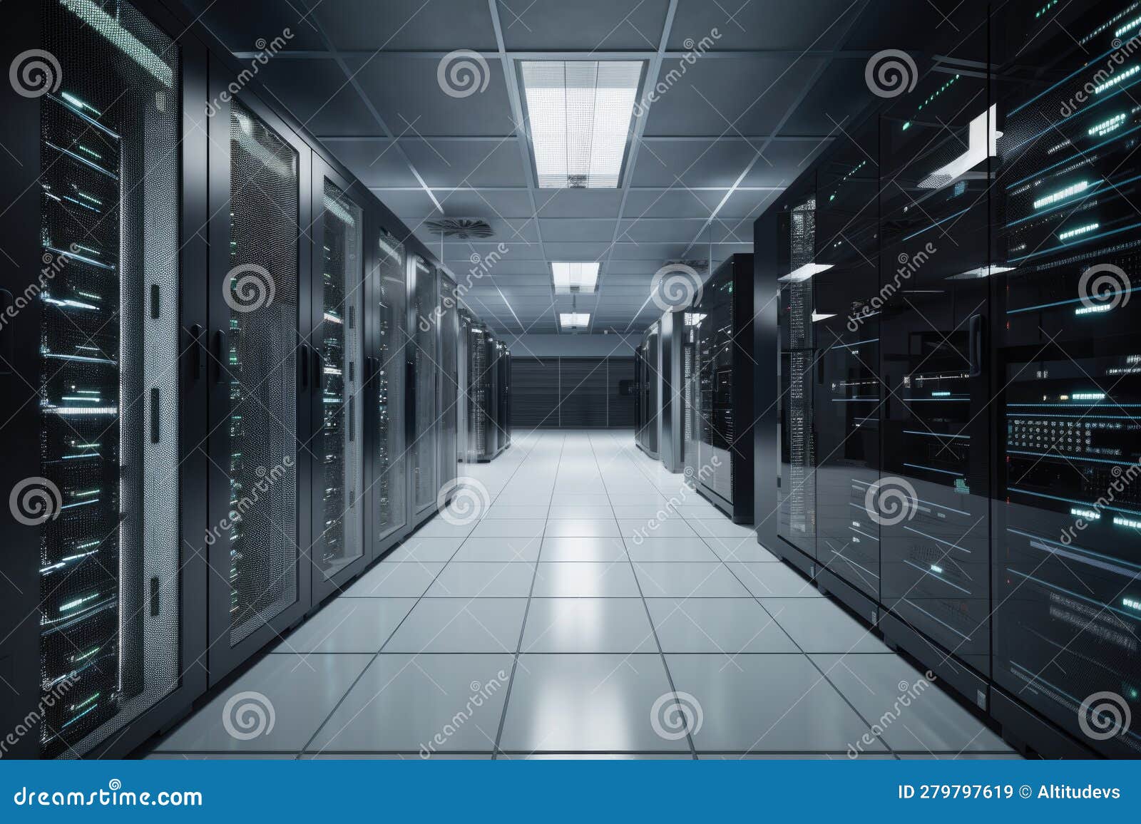 Data Center with High-tech Equipment, Including Servers and Other ...