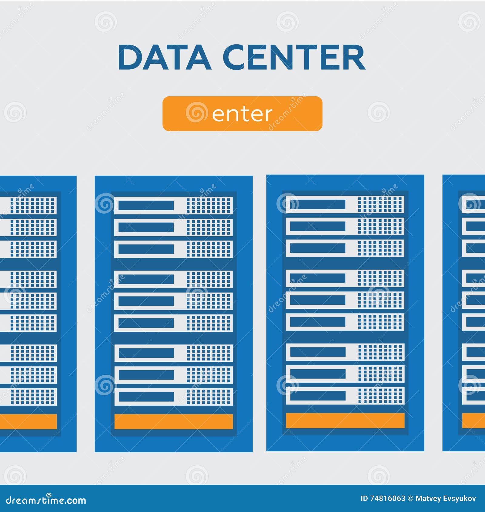 Data Center and Hosting Banners Set Stock Illustration - Illustration ...