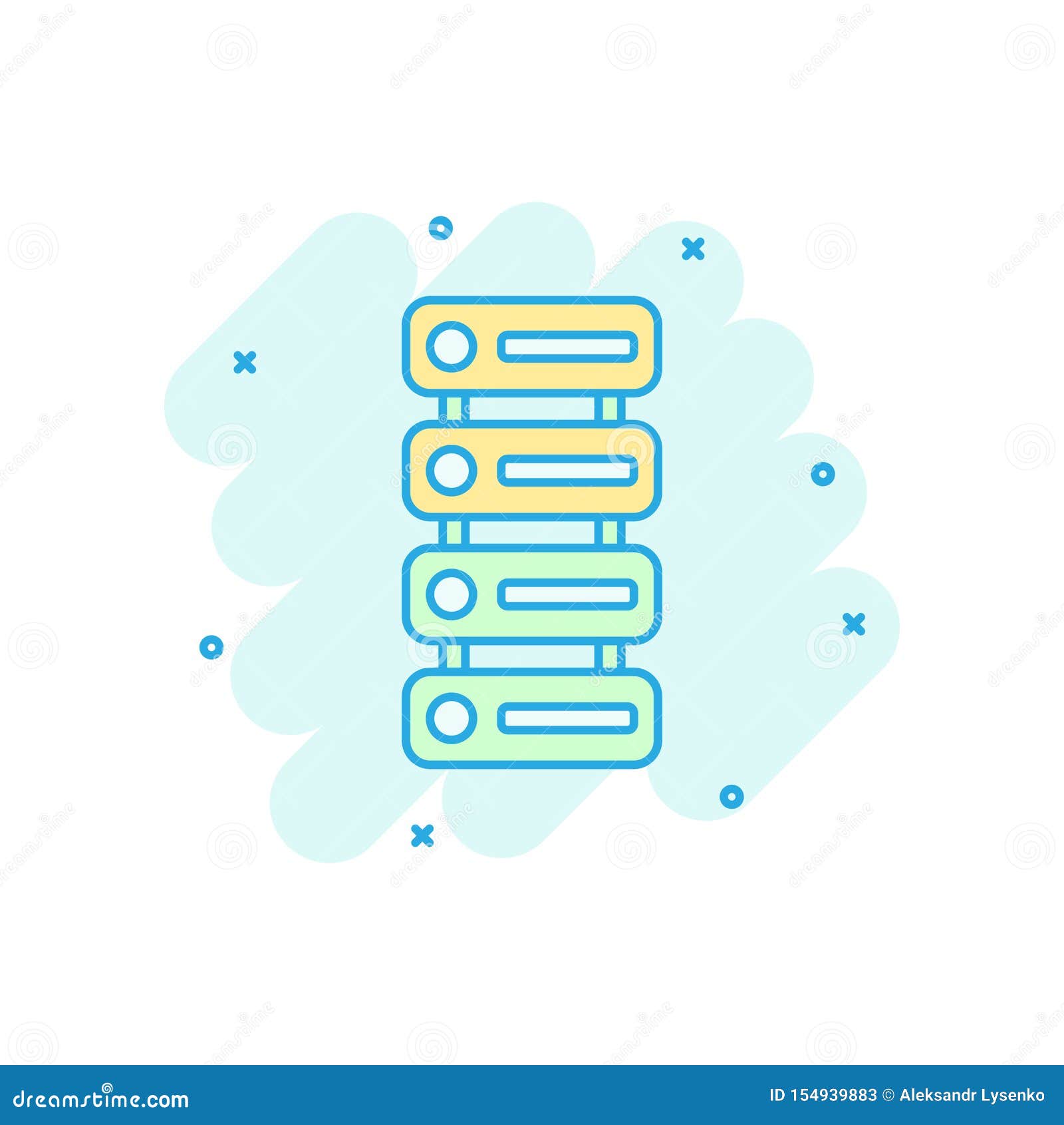 Data Center Icon in Comic Style. Server Vector Cartoon Illustration on ...
