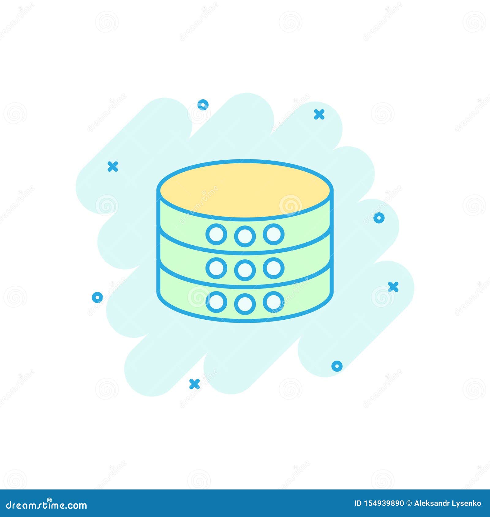 Data Center Icon in Comic Style. Server Vector Cartoon Illustration on ...