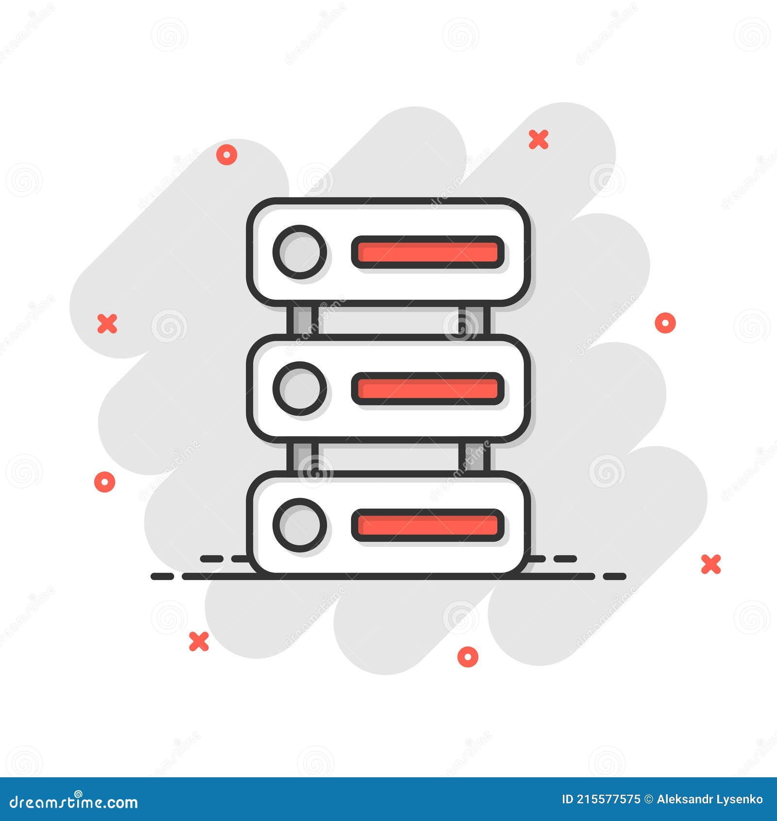 Data Center Icon in Comic Style. Server Vector Cartoon Illustration on ...