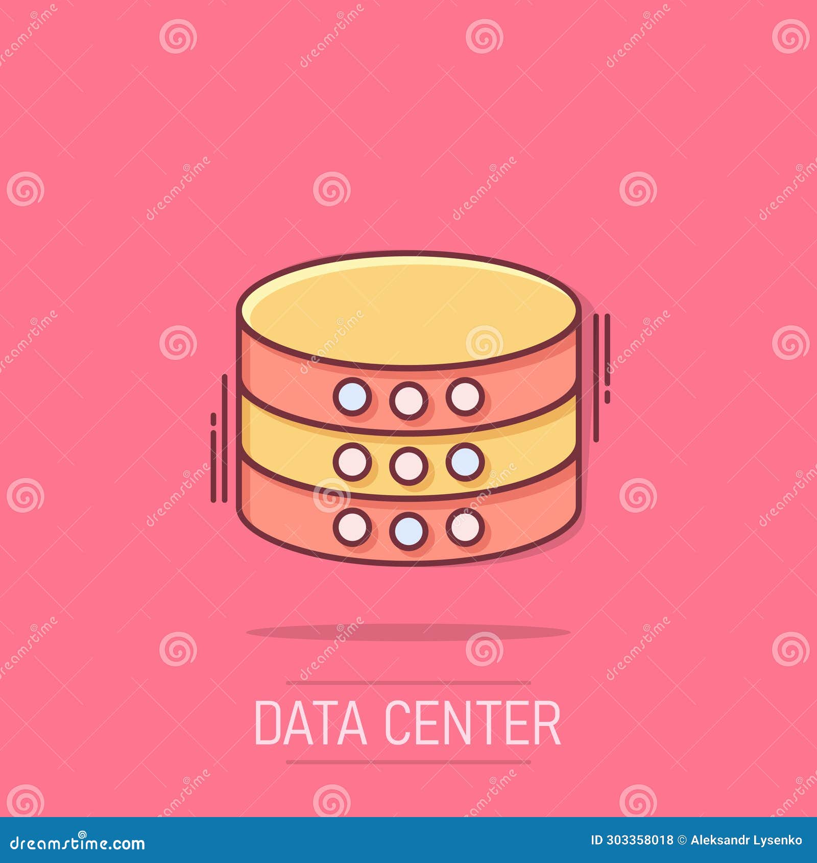 Data Center Icon in Comic Style. Server Vector Cartoon Illustration on ...