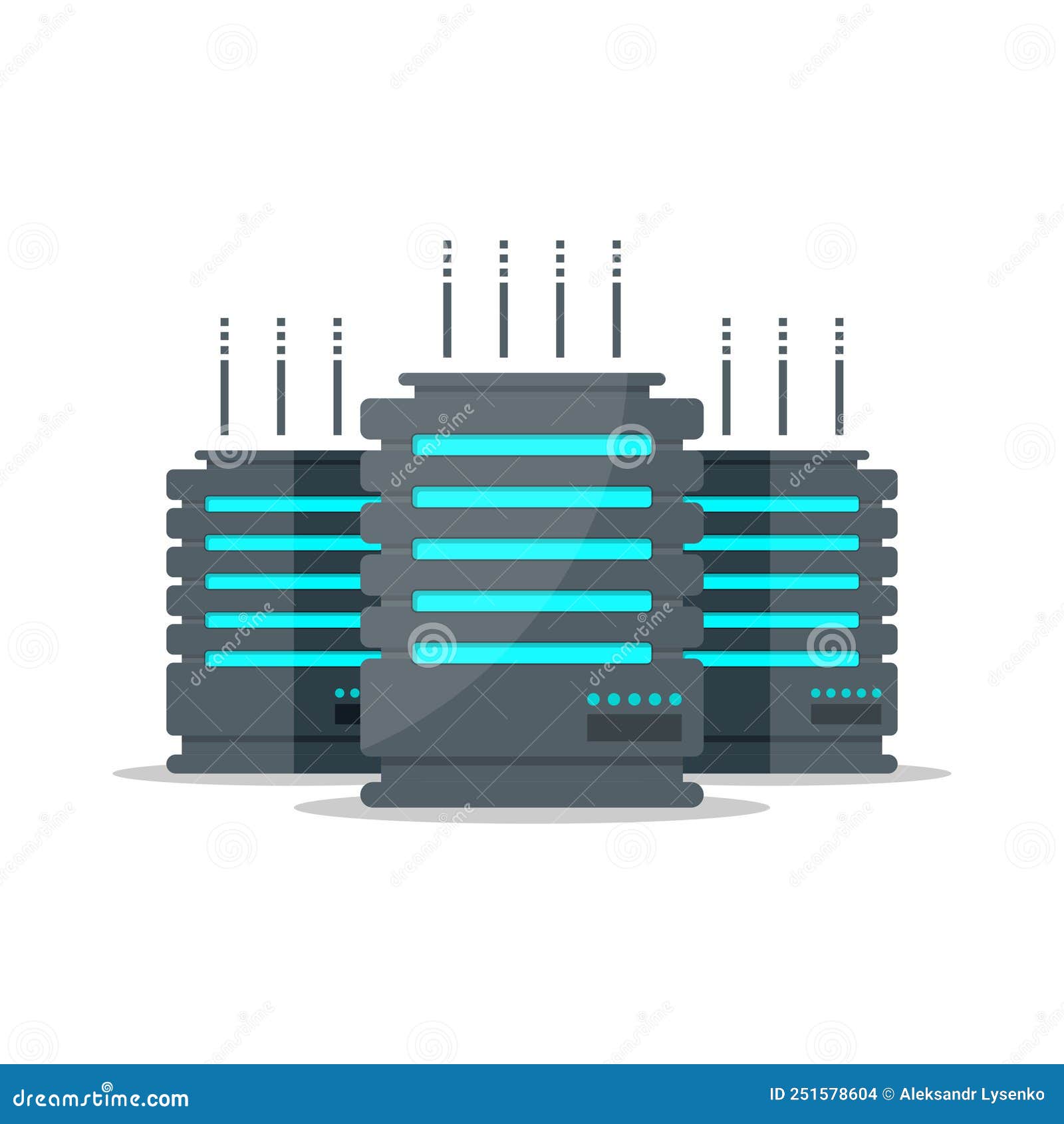 Data Center Icon in Flat Style. Computer Datacenter Vector Illustration ...
