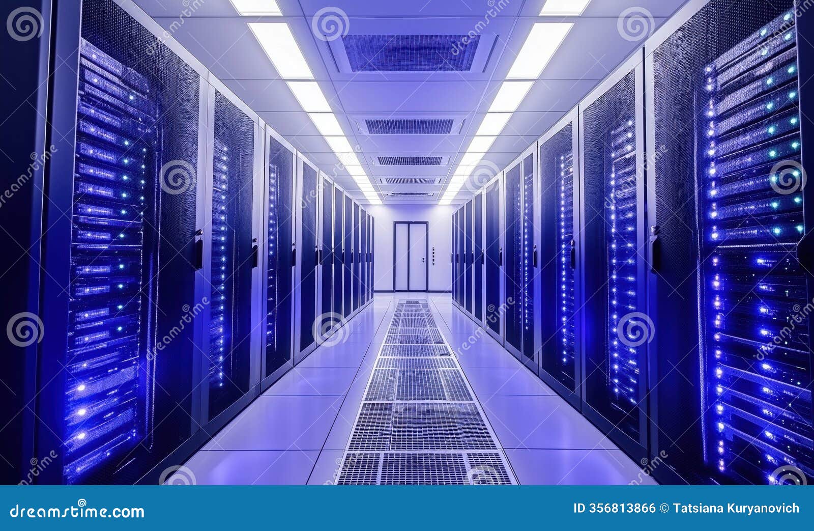Data Center with Illuminated Server Racks, Modern Technology, High-tech ...