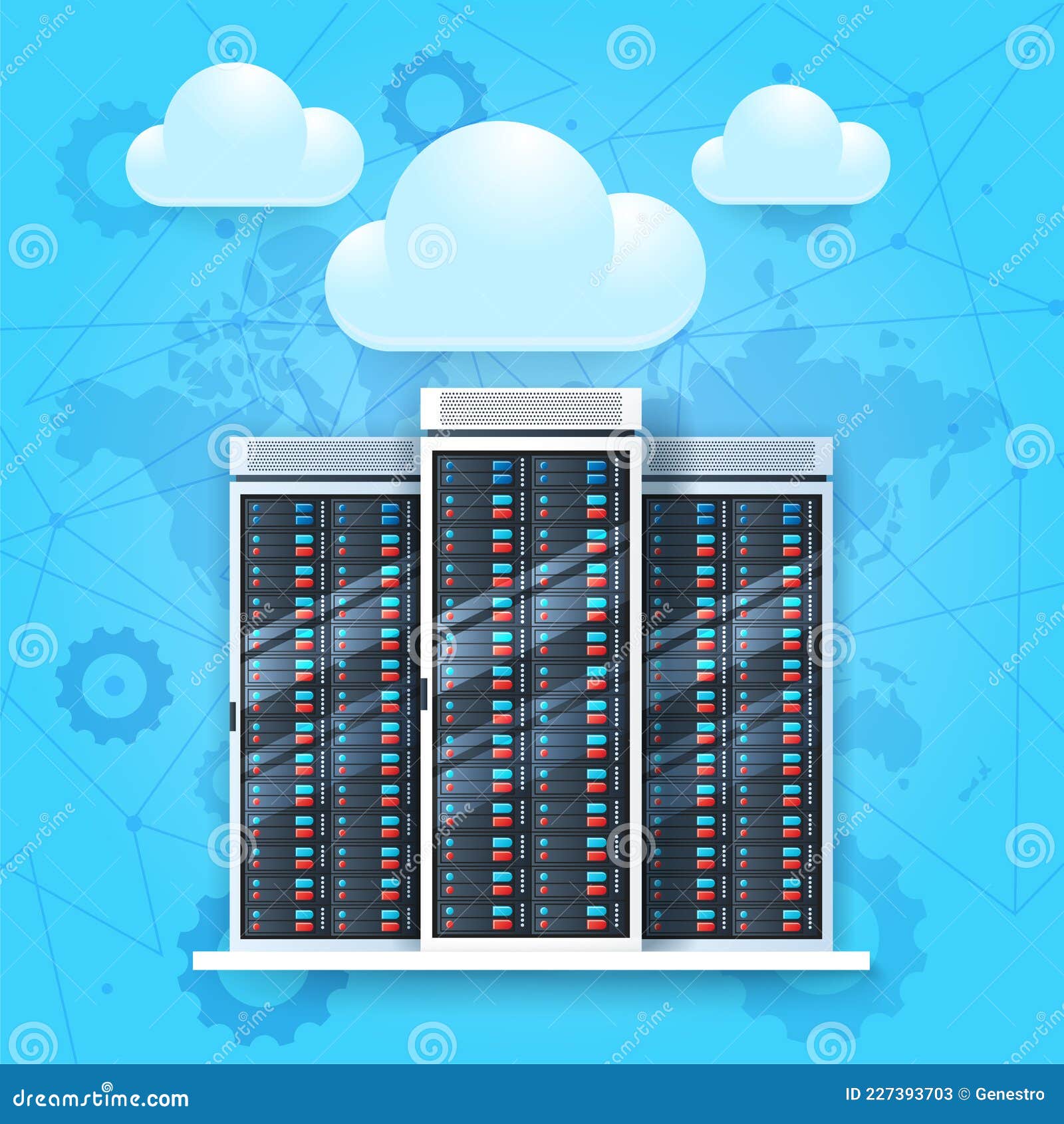 Data Center Illustration in 3D Style Stock Vector - Illustration of ...