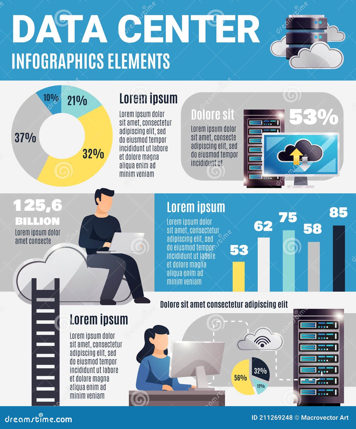 Data Center Infographics stock vector. Illustration of hardware - 211269248