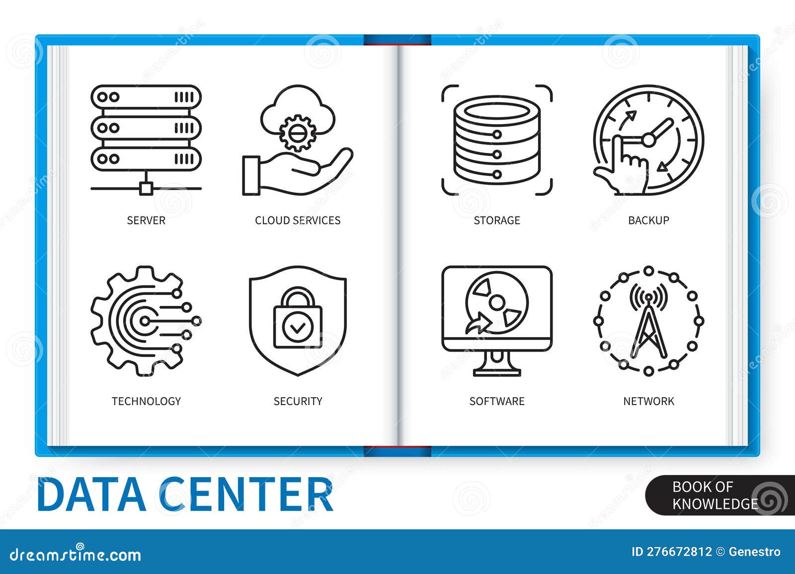 Data Center Infographics Linear Icons Collection Stock Illustration ...