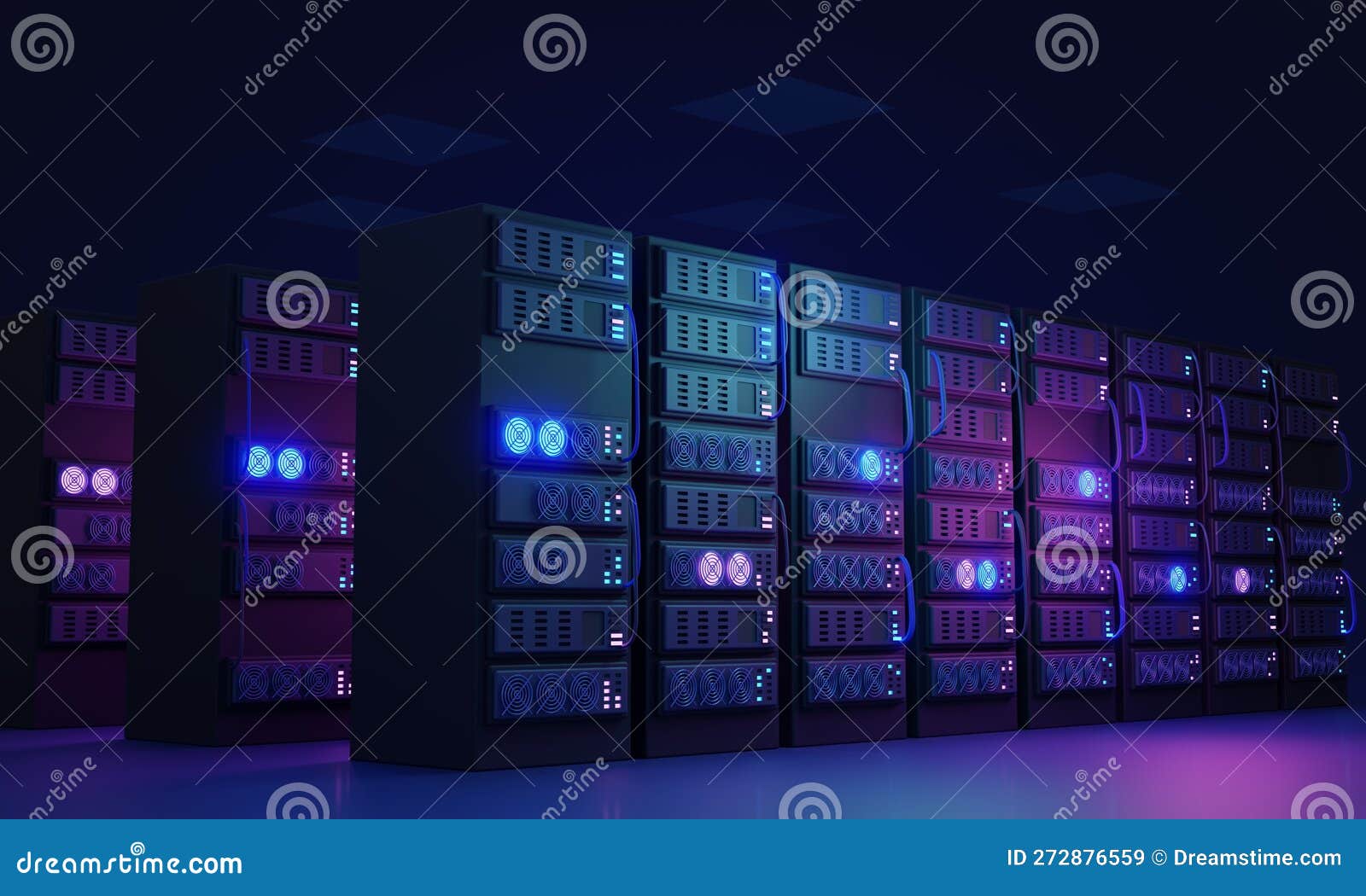 Data Center for Information Storage and Upload 3D Illustration Concept ...