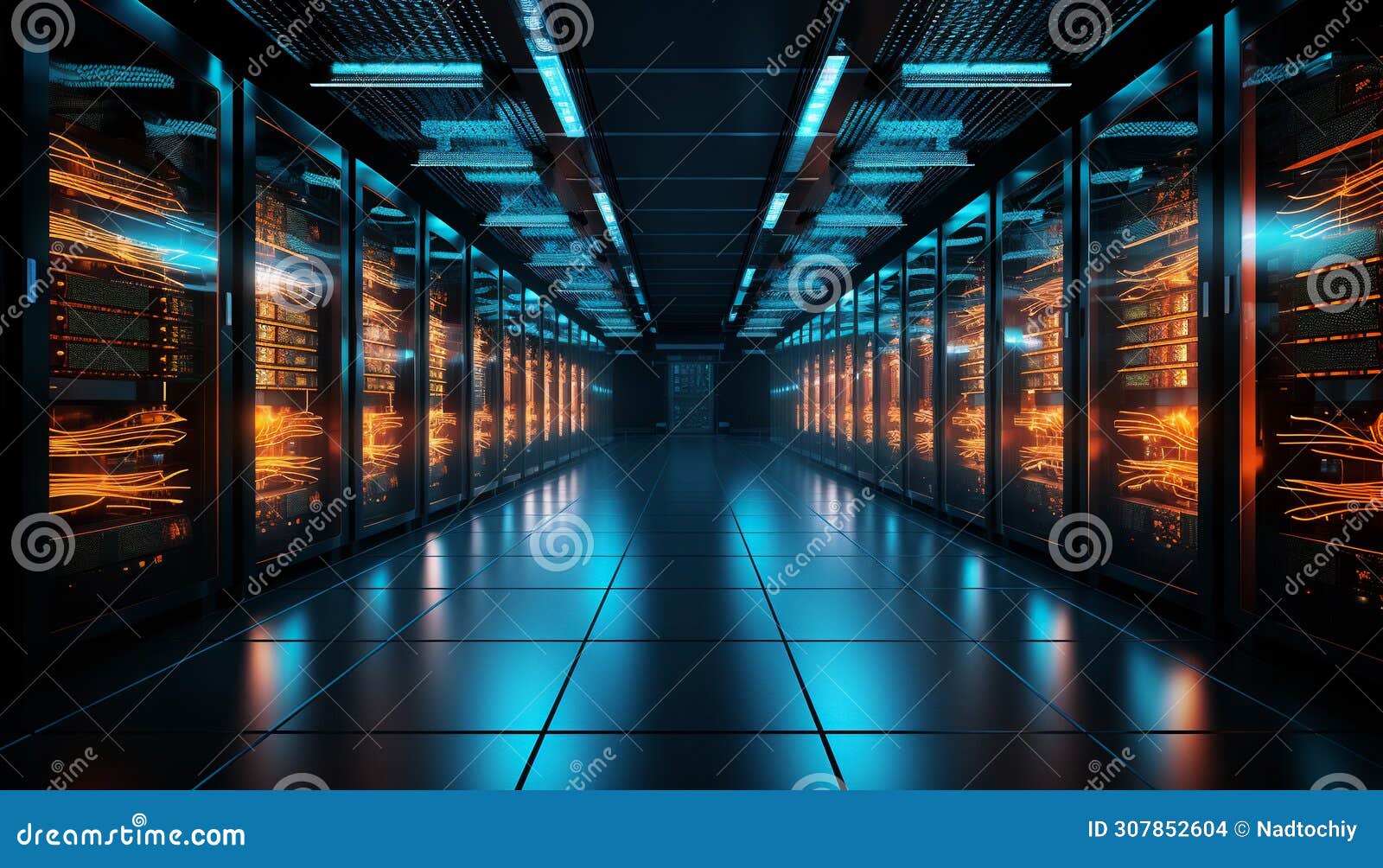 Data center interior stock photo. Image of connection - 307852604