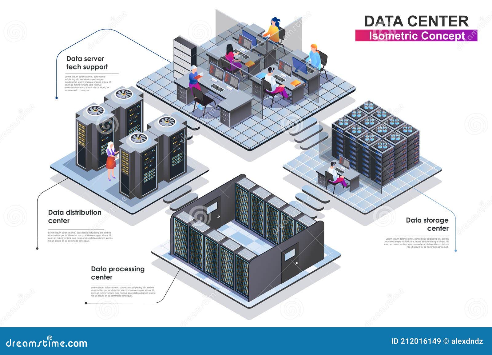 Data Center Interior Isometric Concept Stock Illustration ...