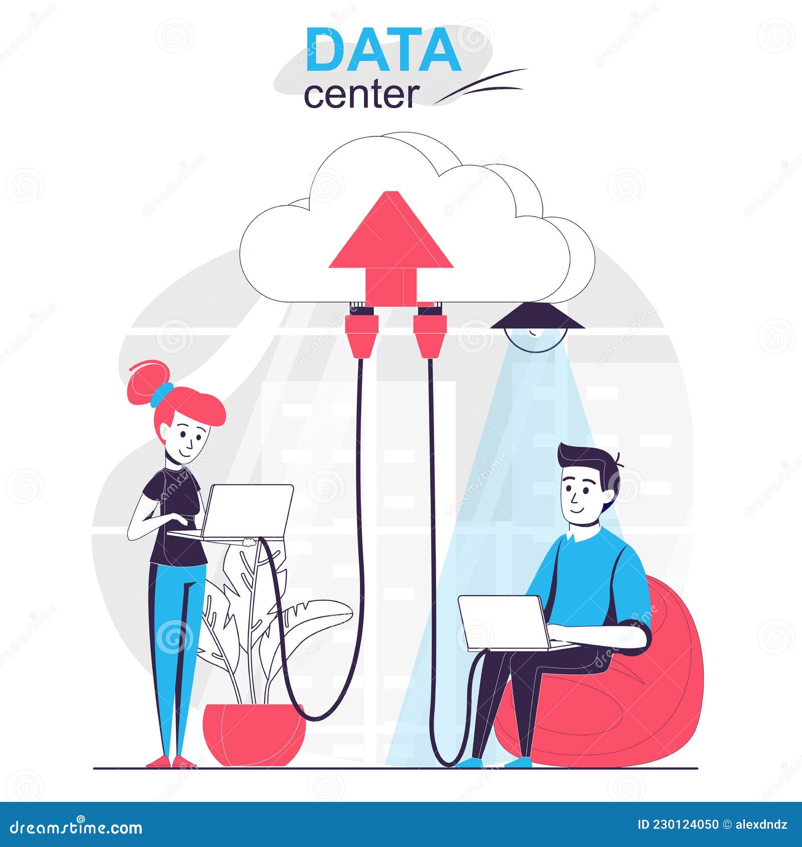 Data Center Isolated Cartoon Concept. Users Connection Stock Vector ...