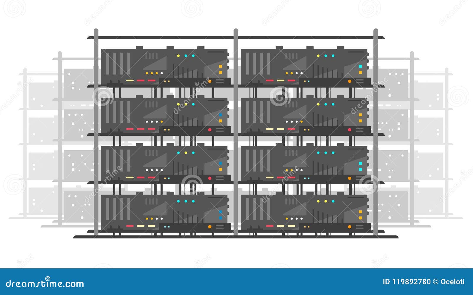 Data Center Isolated stock vector. Illustration of front - 119892780