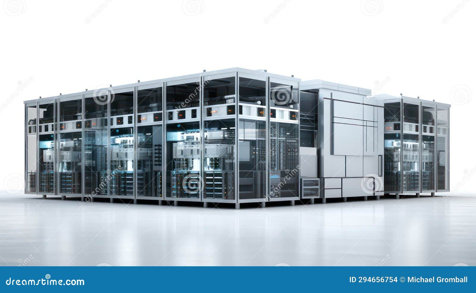 Data Center Isolated on White Created with Generative AI. Storage of ...