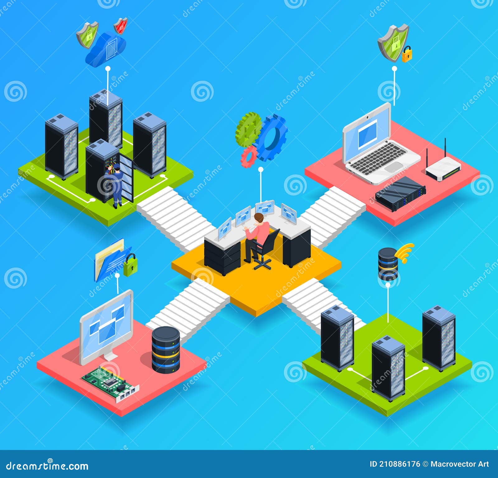 Data Center Isometric Composition Stock Vector - Illustration of ...