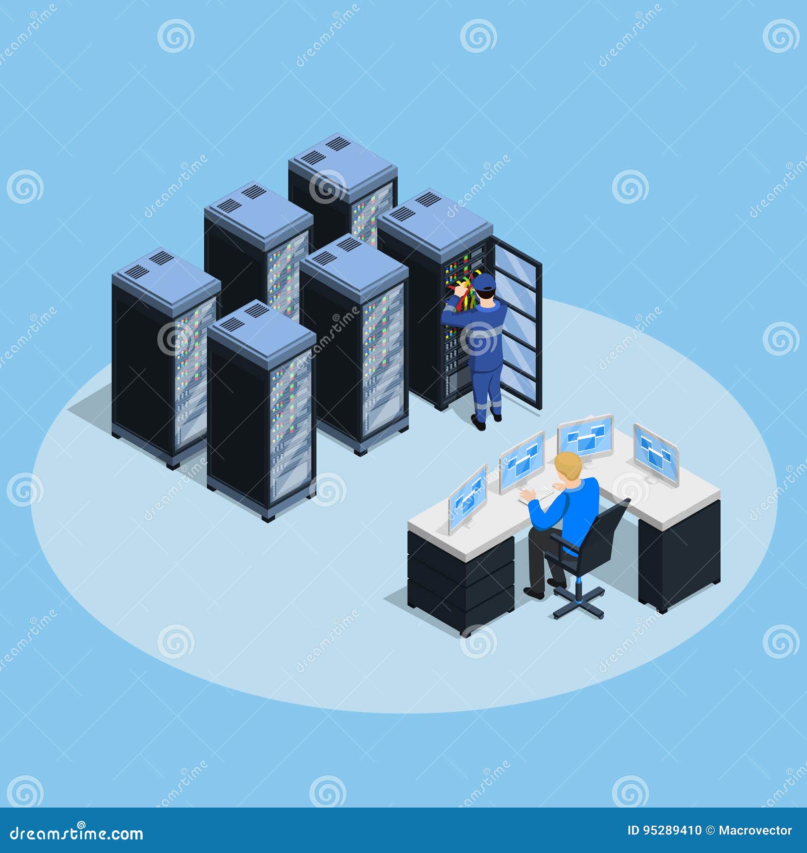 Data Center Isometric Composition Stock Vector - Illustration of ...