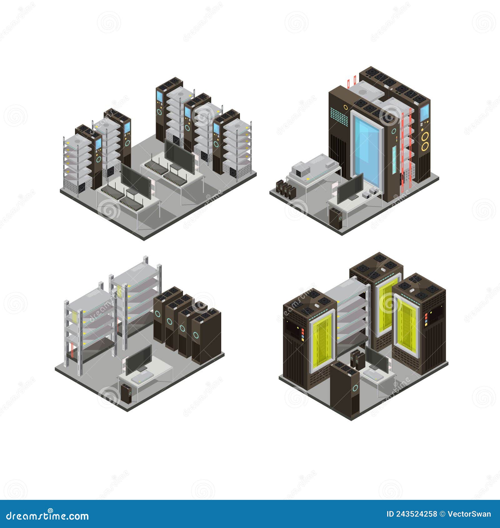 Data Center Isometric Compositions Stock Vector - Illustration of ...